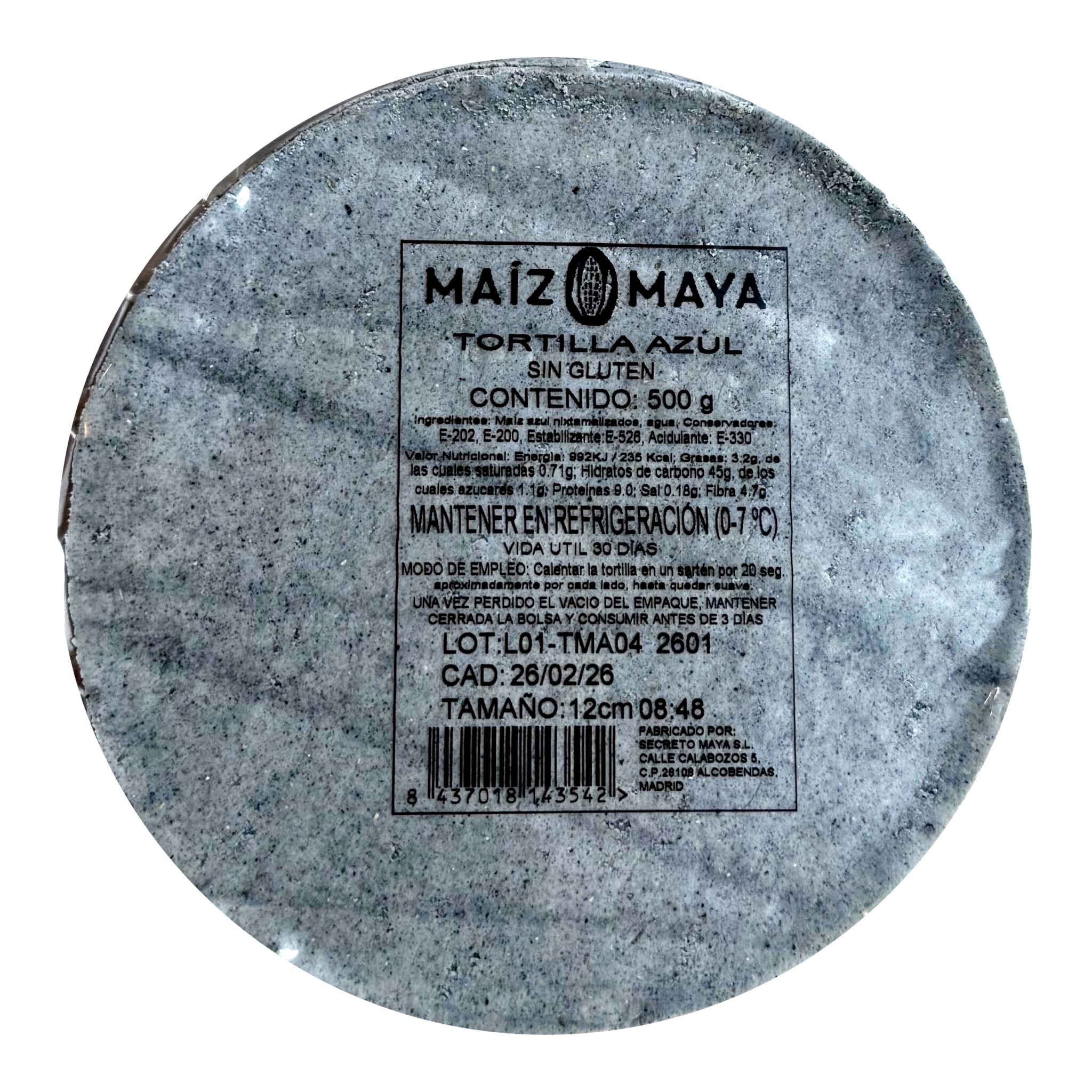 Tortillas de maïs bleu taqueras 12 cm Maiz Maya - Aztek Comptoir Mexicain